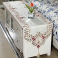 Table Runner Embroidered Floral Lace Fabric Translucent Gauze Table ...