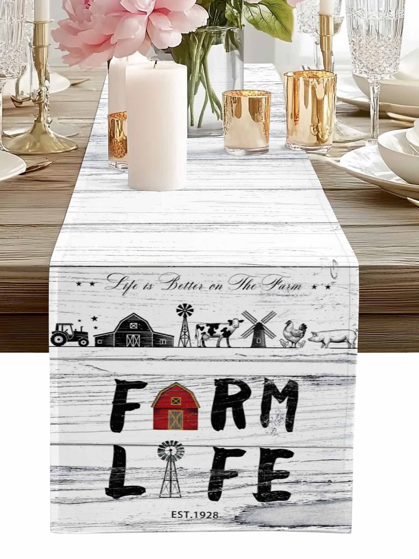 Table Runner Farm Life Table Runners Farmhouse Barn Windmill Cow ...