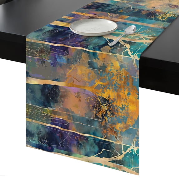Table Runner Forest Painting Decorative Dining Table Runner Colorful ...
