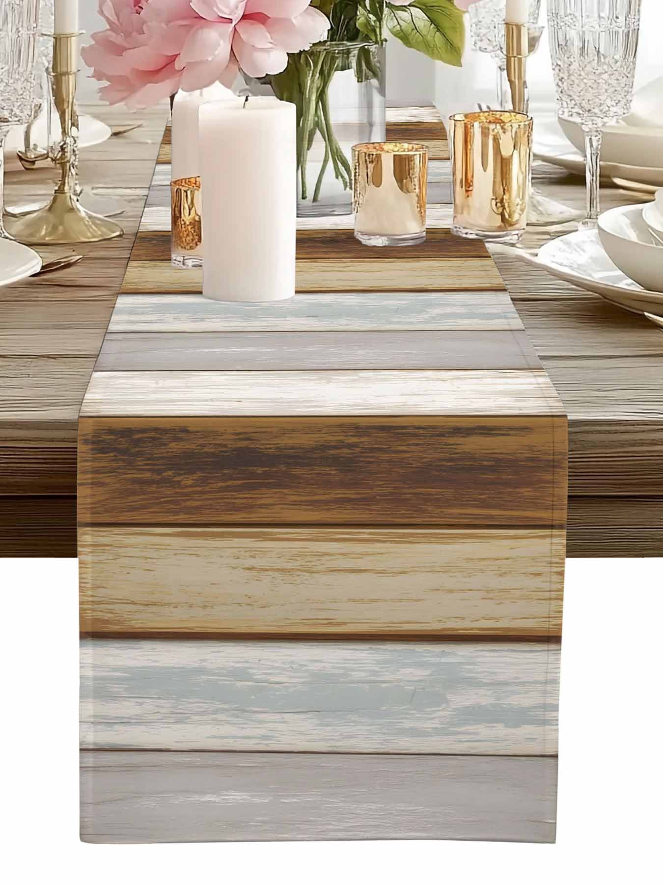 Table Runner Grey Brown Wood Grain Table Runners Rustic Farmhouse ...