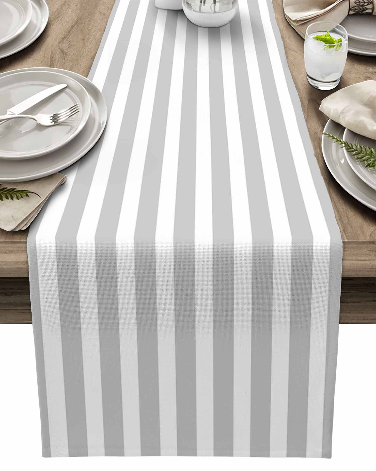 Table Runner Grey Stripes Table Decoration for Kitchen Dinning Simple ...