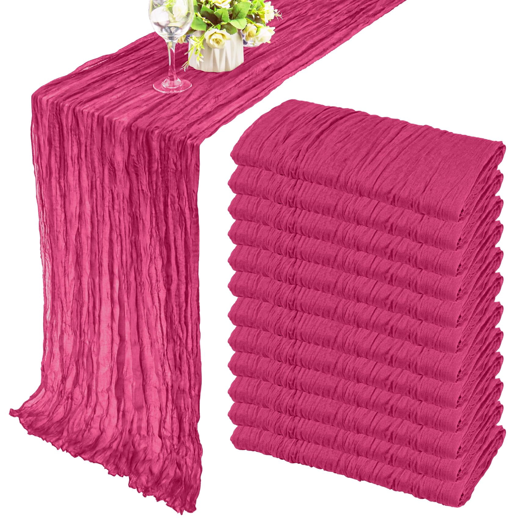 Table Runner Hot Pink 35" x 72" Boho Gauze Rustic Cheese Cloth ...
