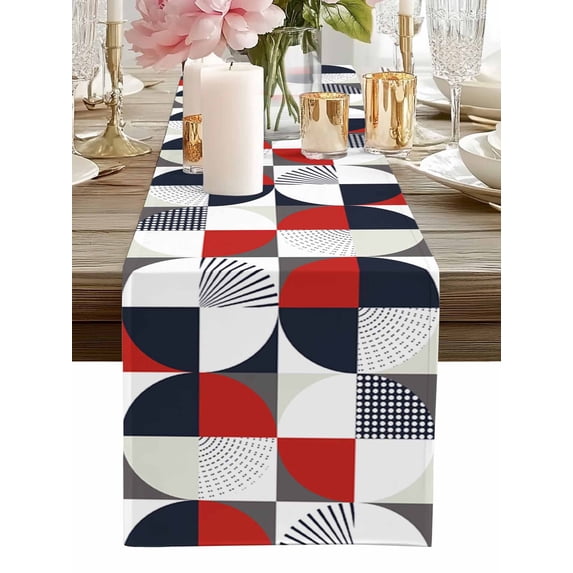 Table Runner Modern Geometric Table Runners Red Abstract Mid Century ...