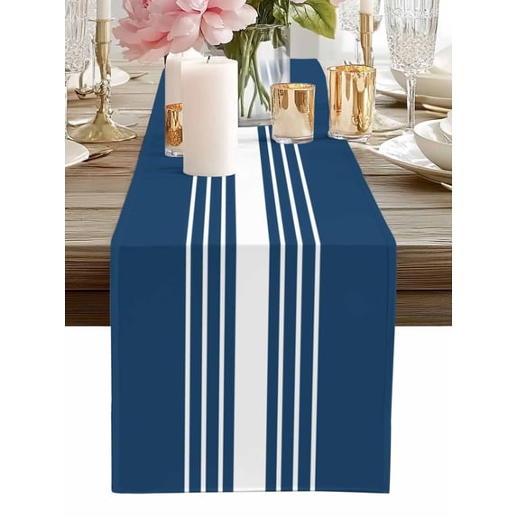 Table Runner Navy Blue Vertical Stripes Table Runners Classic Striped ...