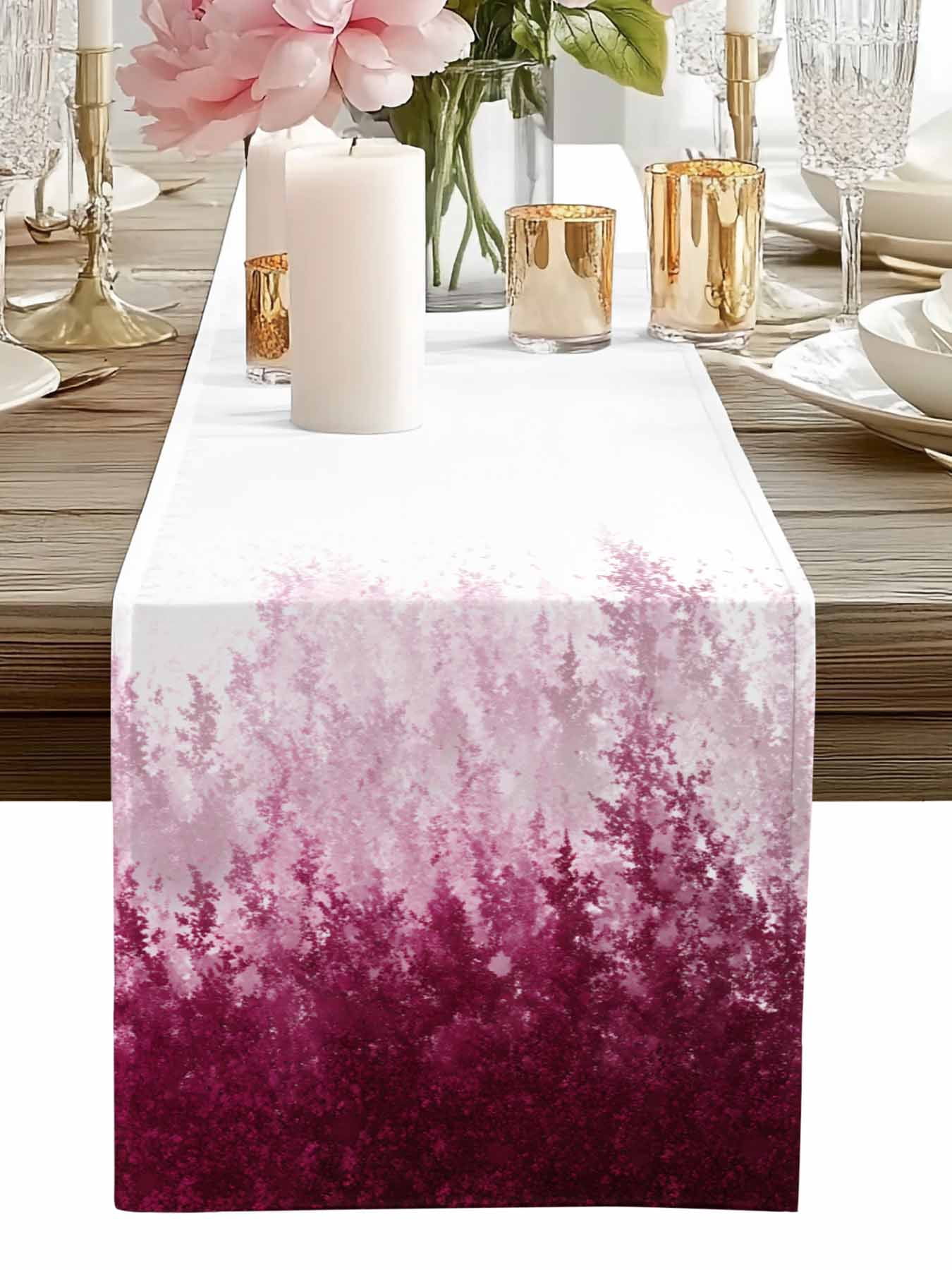 Table Runner Pink Forest Table Runners Abstract Tree Cotton Linen ...