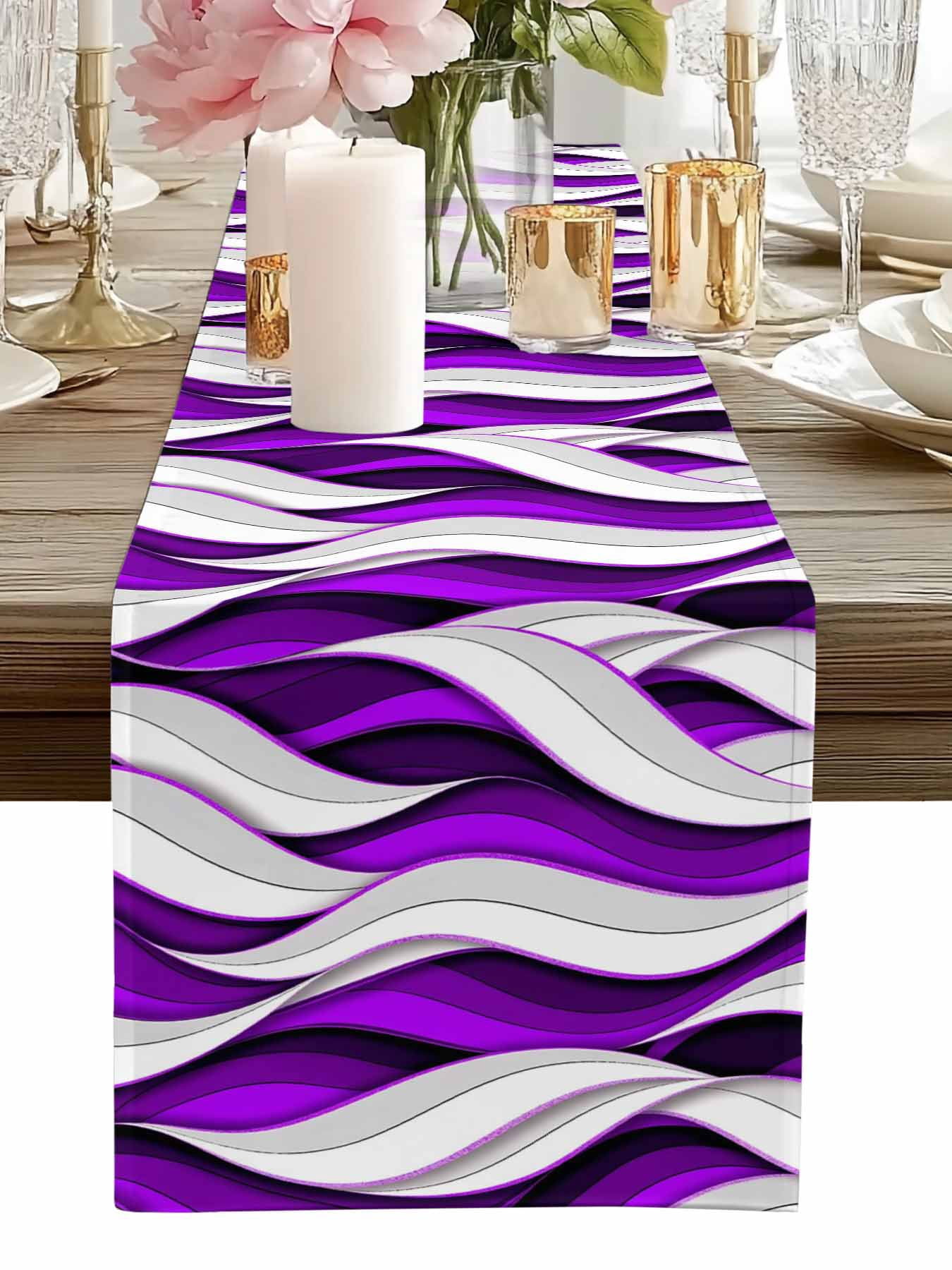 Table Runner Purple White Stripes Table Runners Abstract Geometric ...