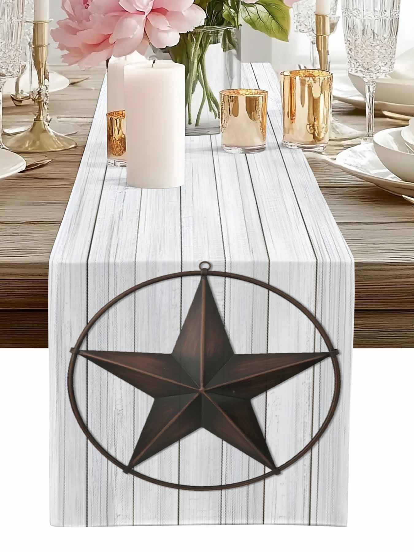 Table Runner Western Texas Star Barn Table Runners Rustic Wood Grain ...