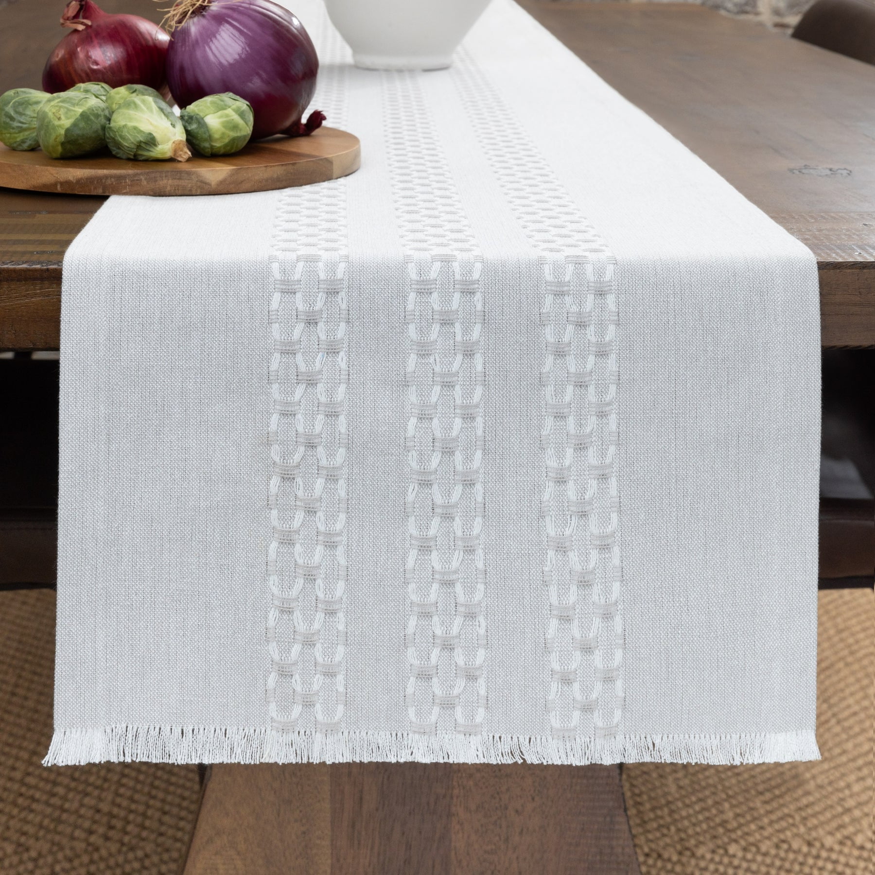 Table Runner Woven Cotton Gray Farmhouse Rustic Table Runner for Modern ...