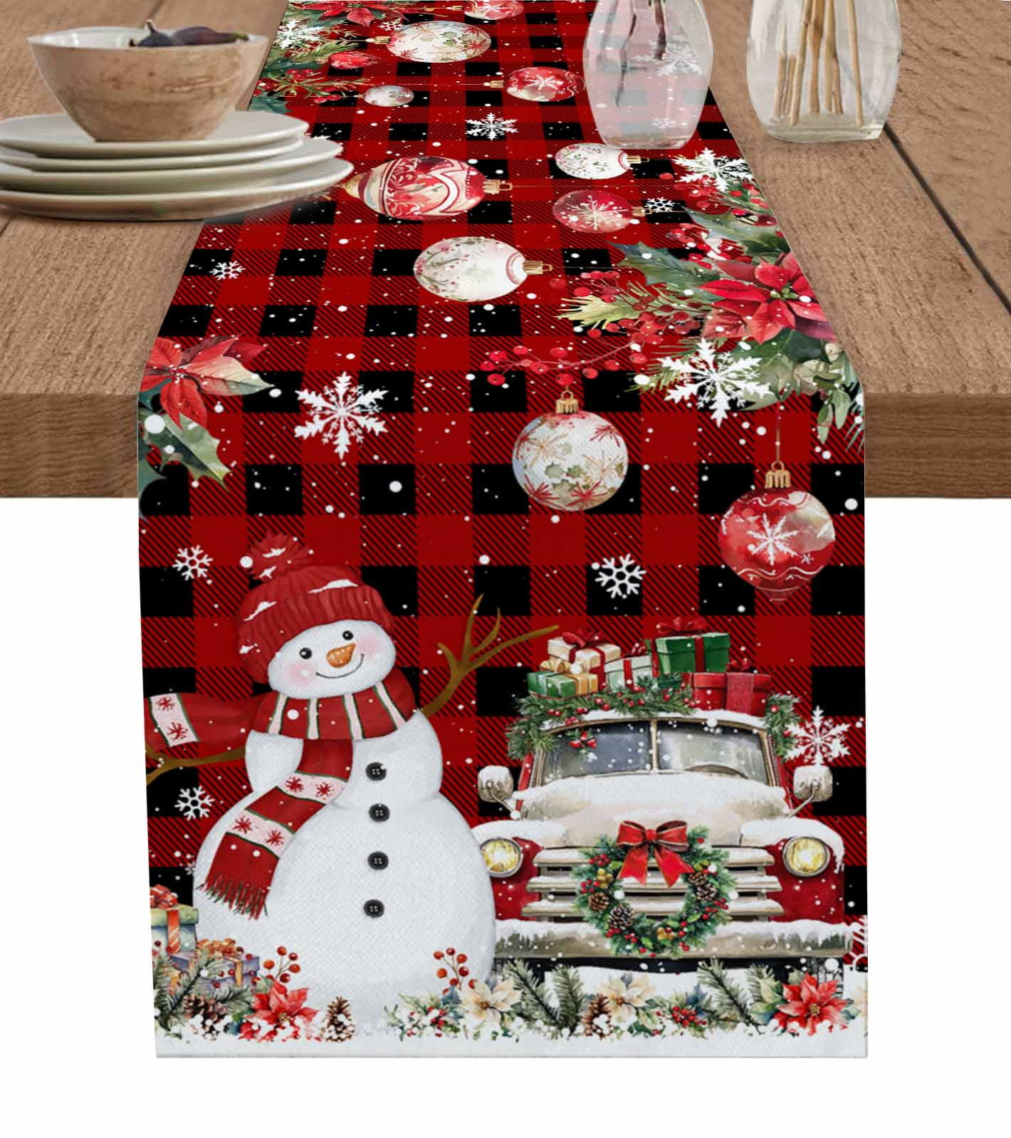 Table Runners 108 Inches Long Dress Scarves, Red Plaid Christmas ...