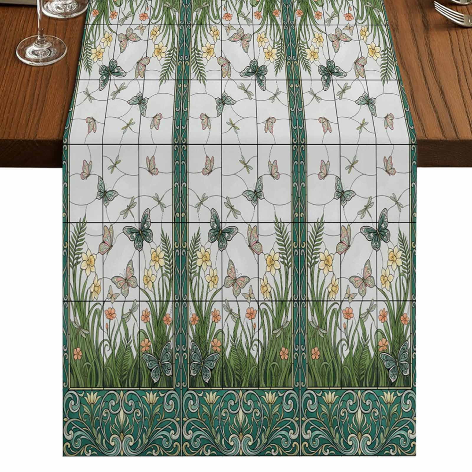 Table Runners 108 Inches Long Dress Scarves, Stained Glass Farmhouse ...