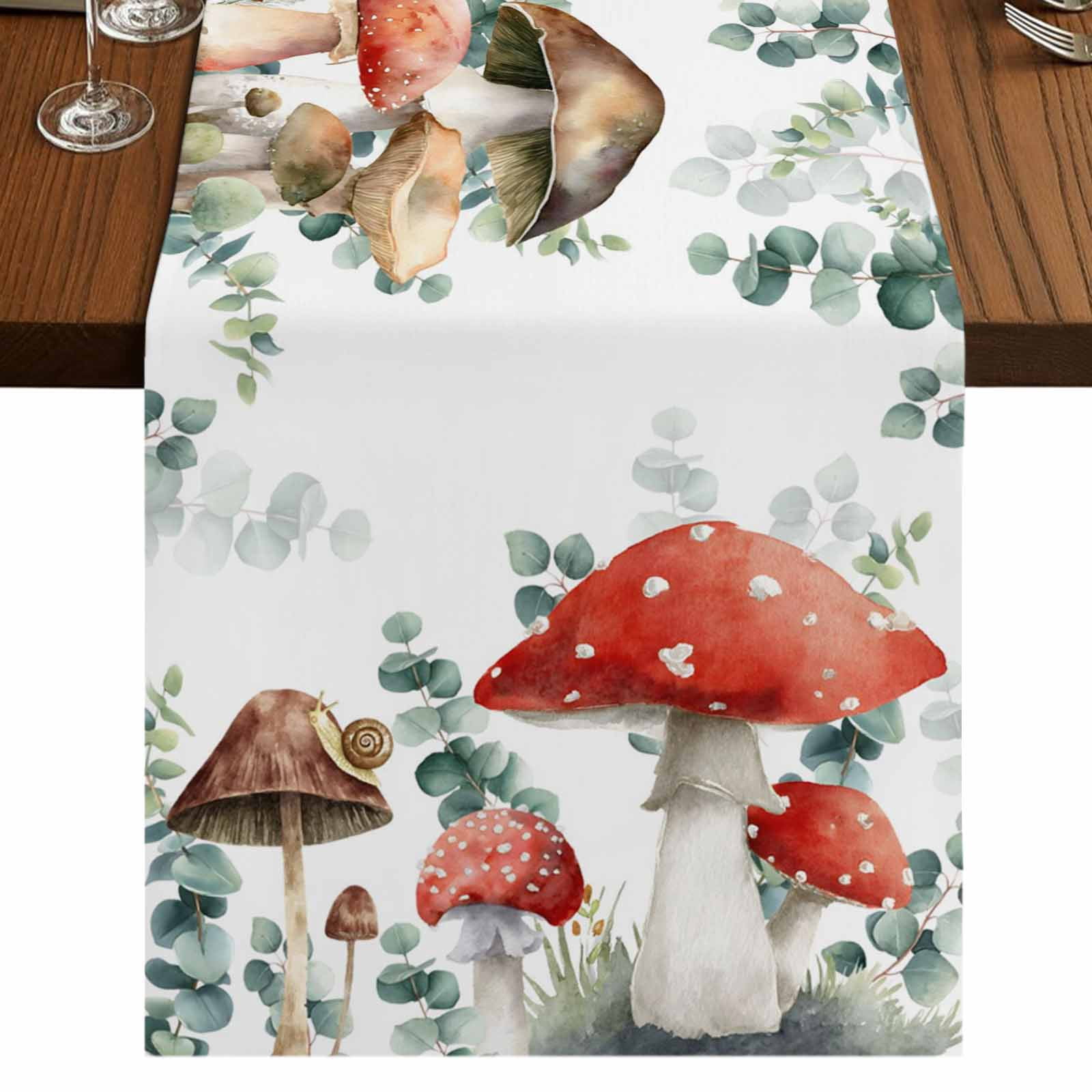 Table Runners 120 Inches Long Dress Scarves, Red Mushrooms Farmhouse ...