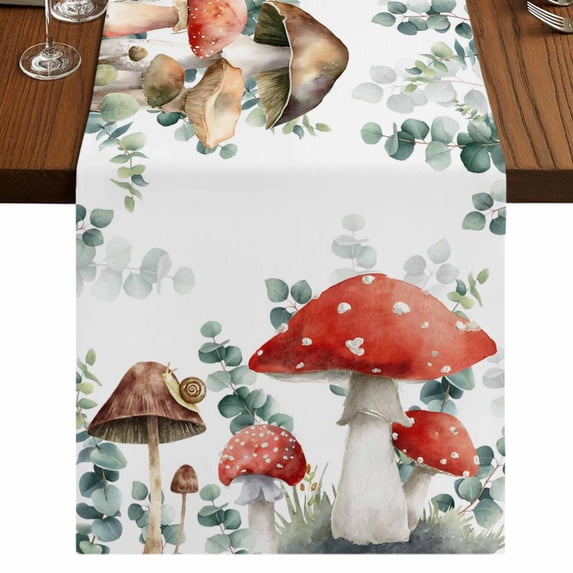 Table Runners 120 Inches Long Dress Scarves, Red Mushrooms Farmhouse ...