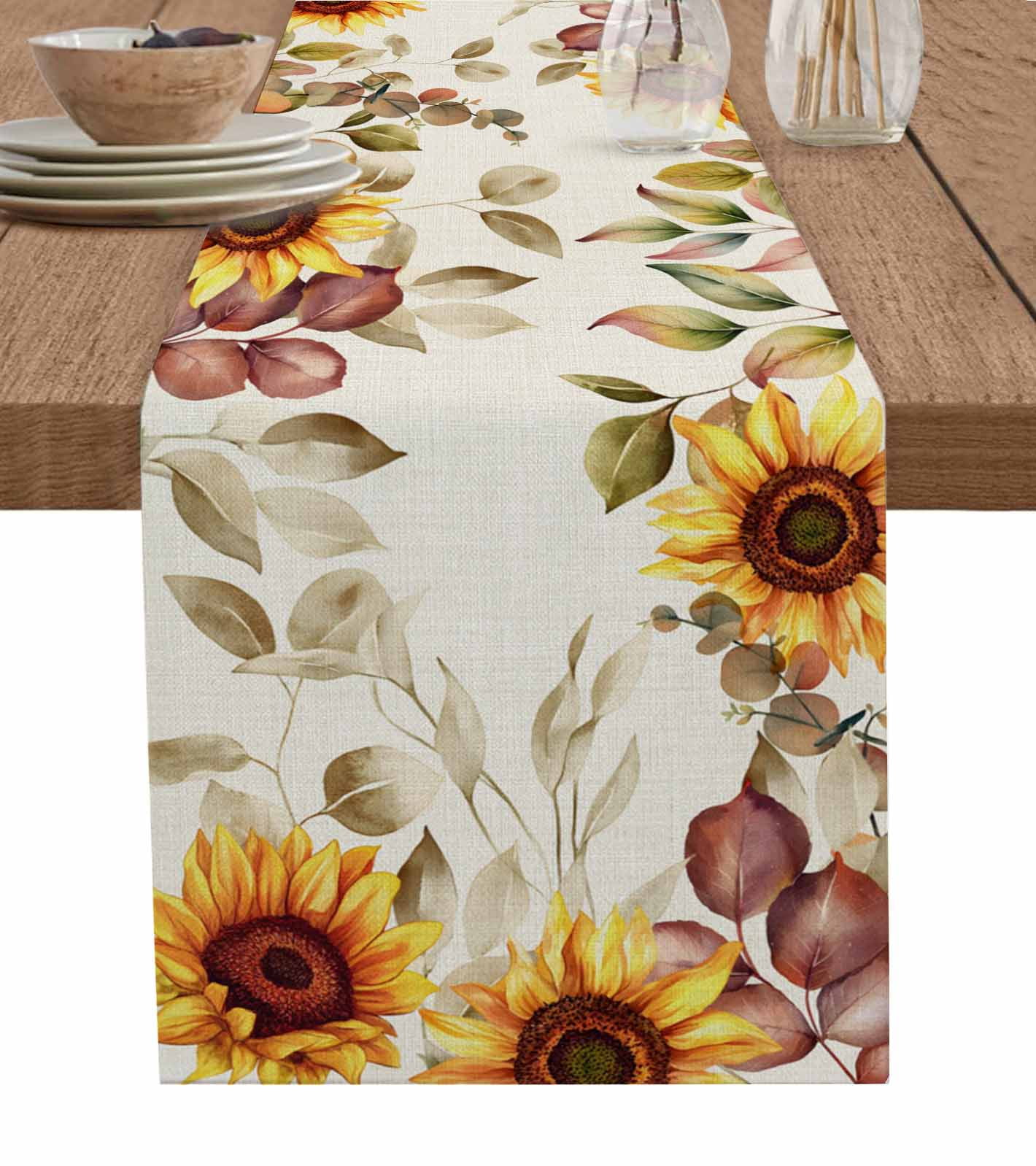Table Runners 120 Inches Long Dress Scarves, Sunflower Fall Farmhouse ...