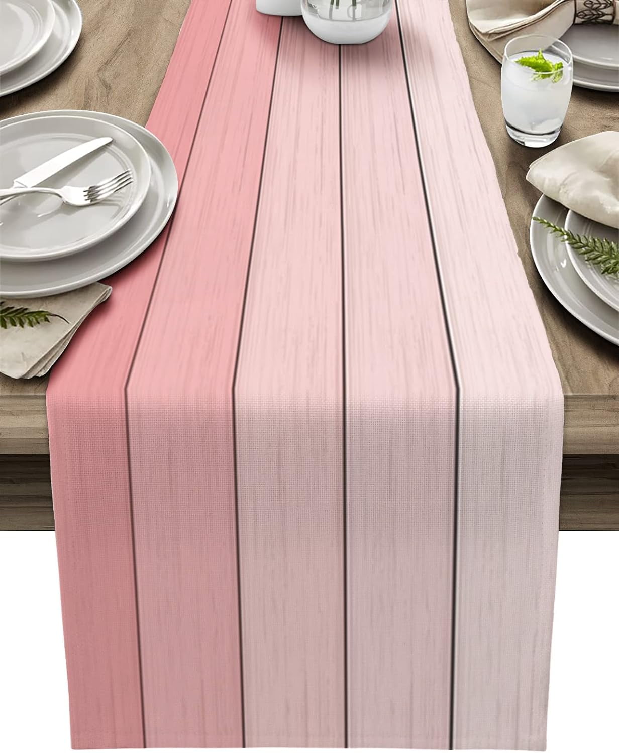 Table Runners 13X70 Inches Long, Ombre Blush Pink,Cotton Linen ...
