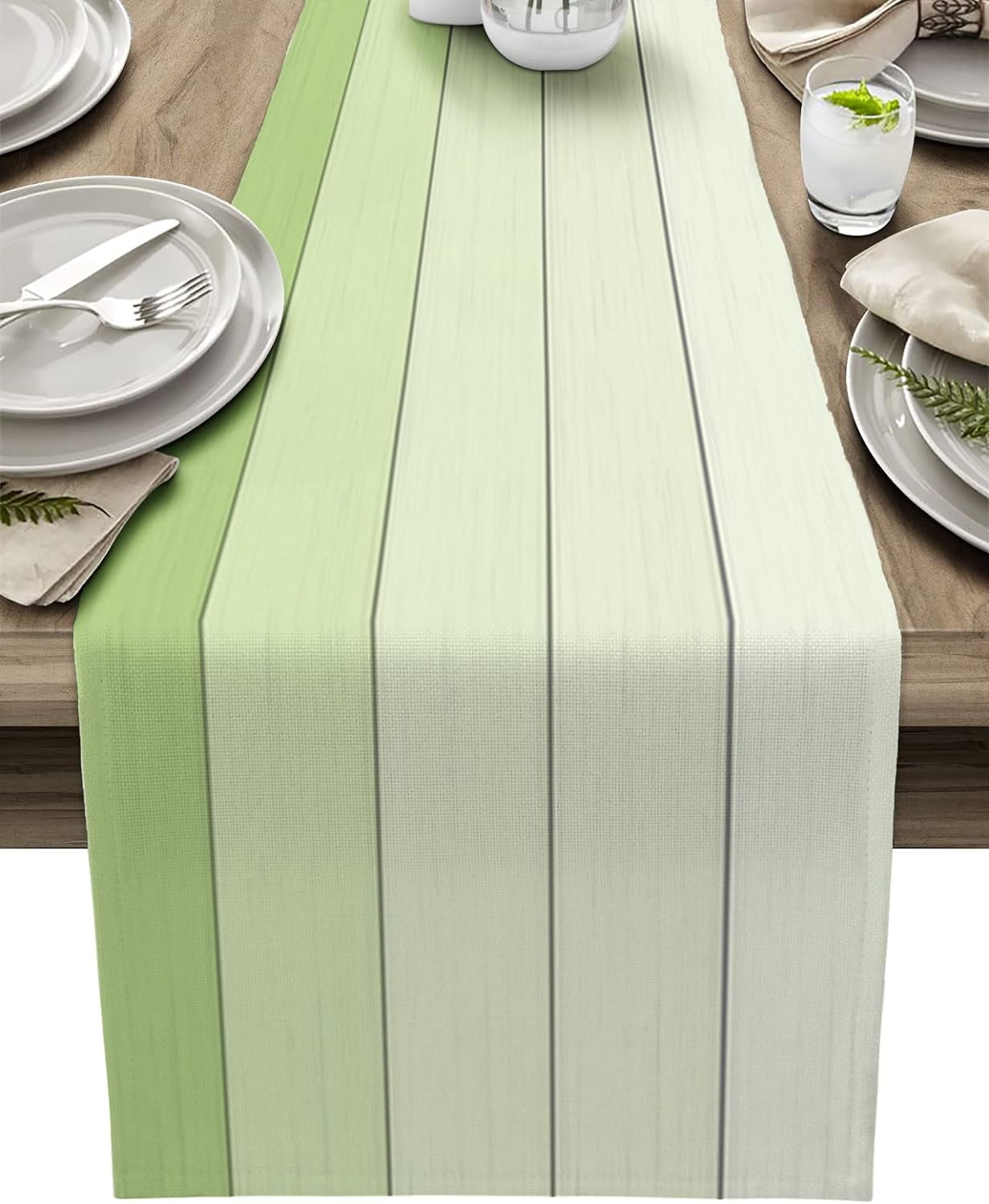 Table Runners 13X72 Inches Long, Pastel Green,Cotton Linen Farmhouse ...