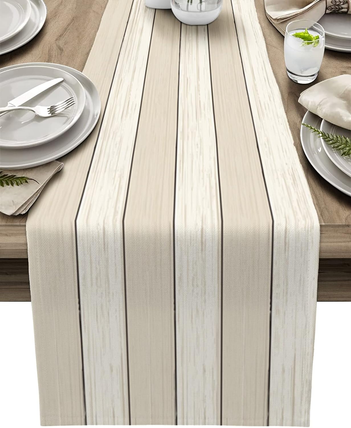 Table Runners 13X90 Inches Long, Ivory White Beige,Cotton Linen ...