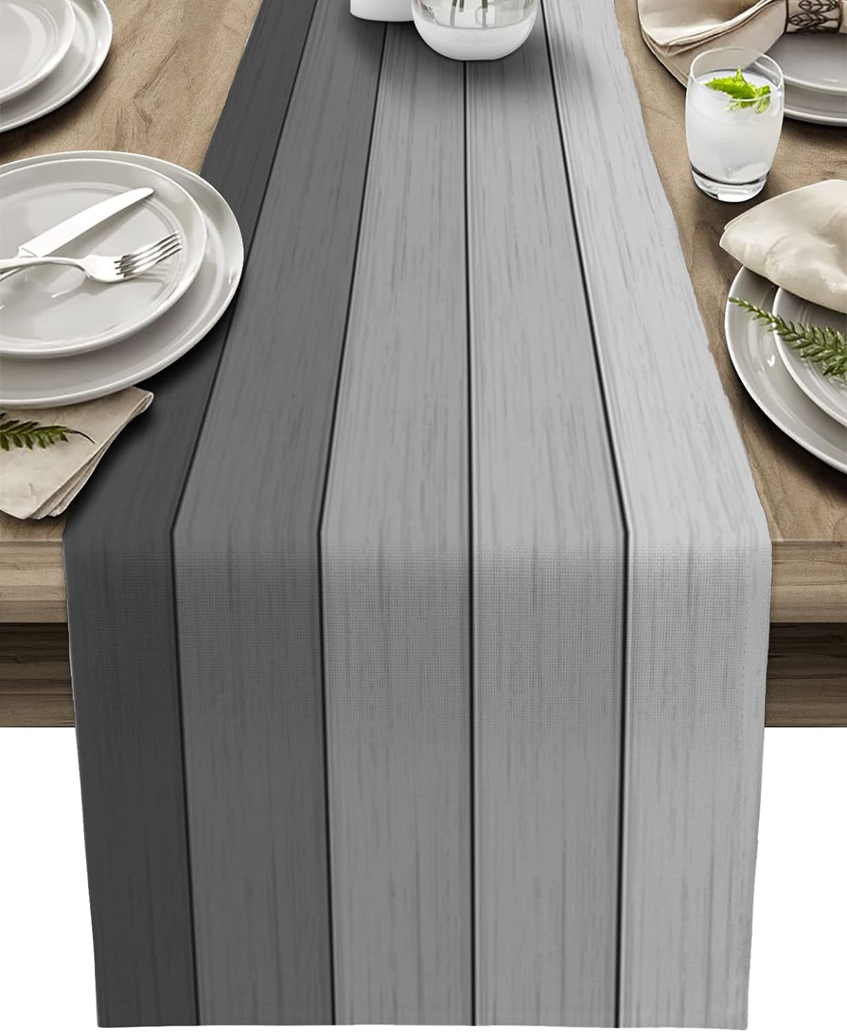 Table Runners 13X90 Inches Long, Light Gray Dark Grey,Cotton Linen ...