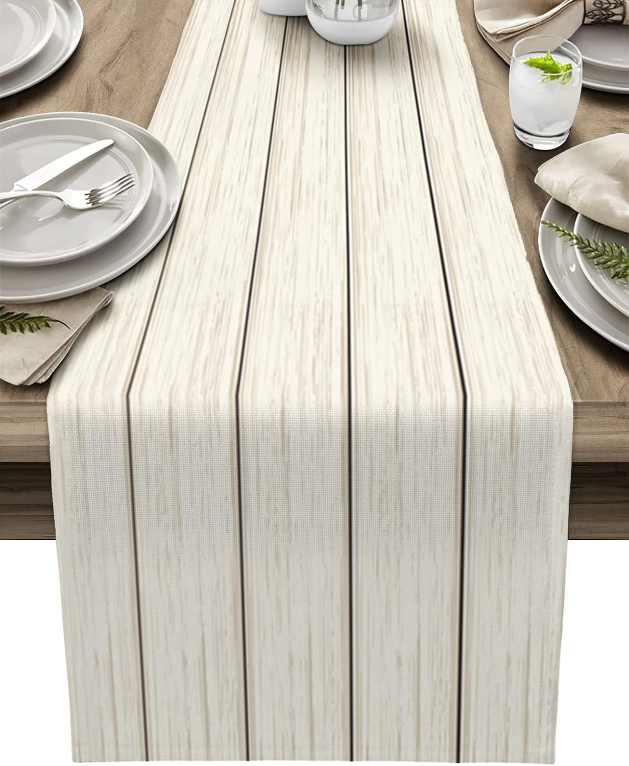 Table Runners 14X72 Inches Long, Ivory White,Cotton Linen Farmhouse ...