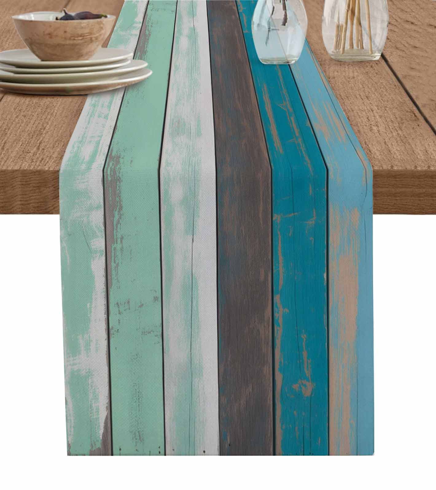 Table Runners 36 Inches Long Dress Scarves, Turquoise Wooden Grain ...