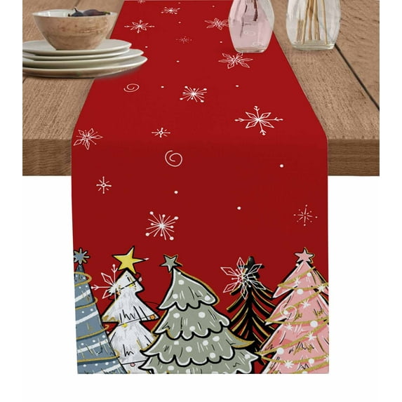 Table Runners 48 Inches Long Dress Scarves, Red Christmas Tree ...