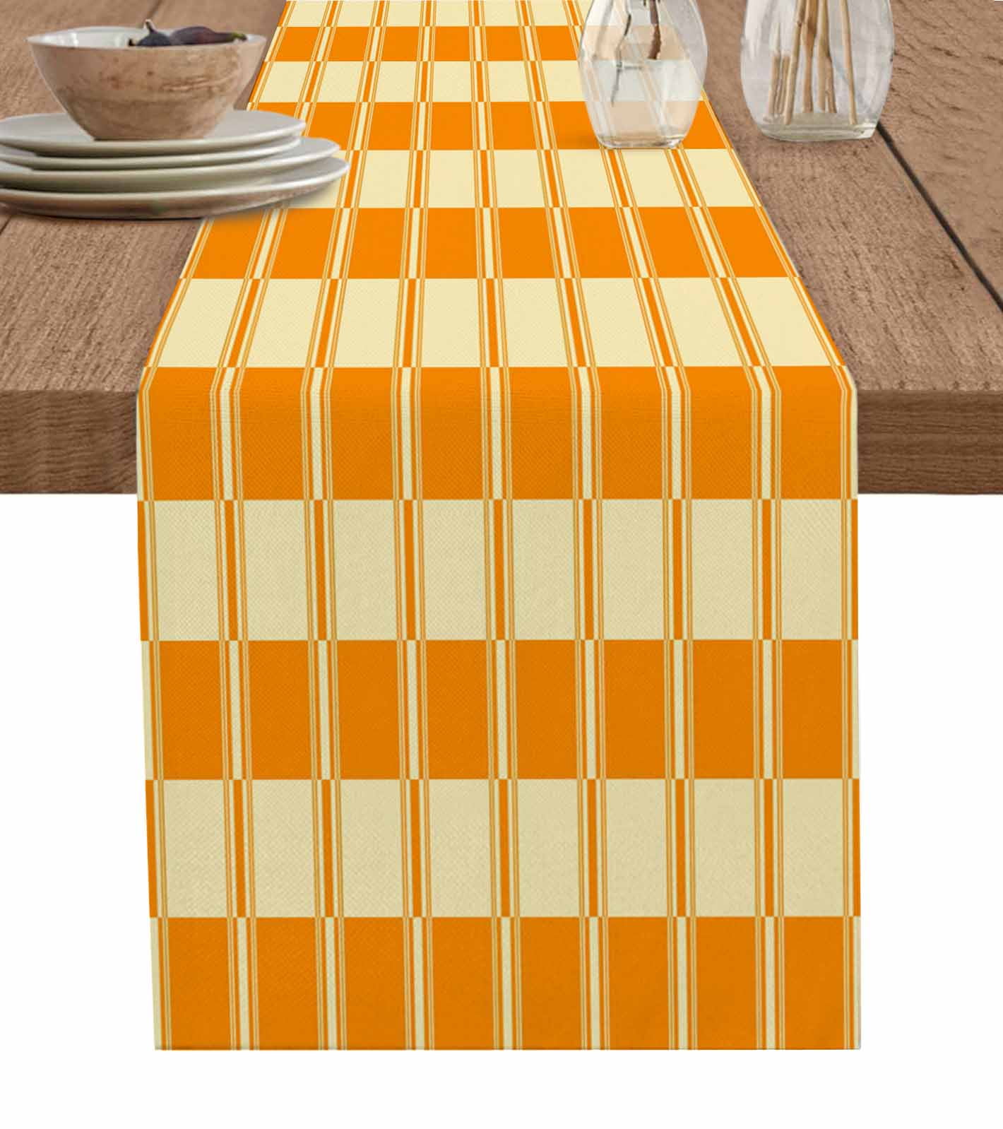 Table Runners 60 Inches Long Dress Scarves, Orange Yellow Plaid ...