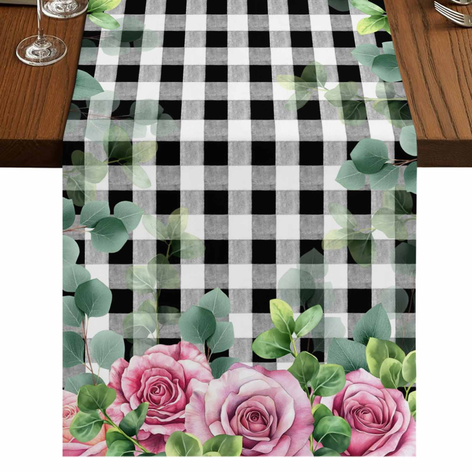 Table Runners 60 Inches Long Dress Scarves, Spring Pink Roses Farmhouse ...