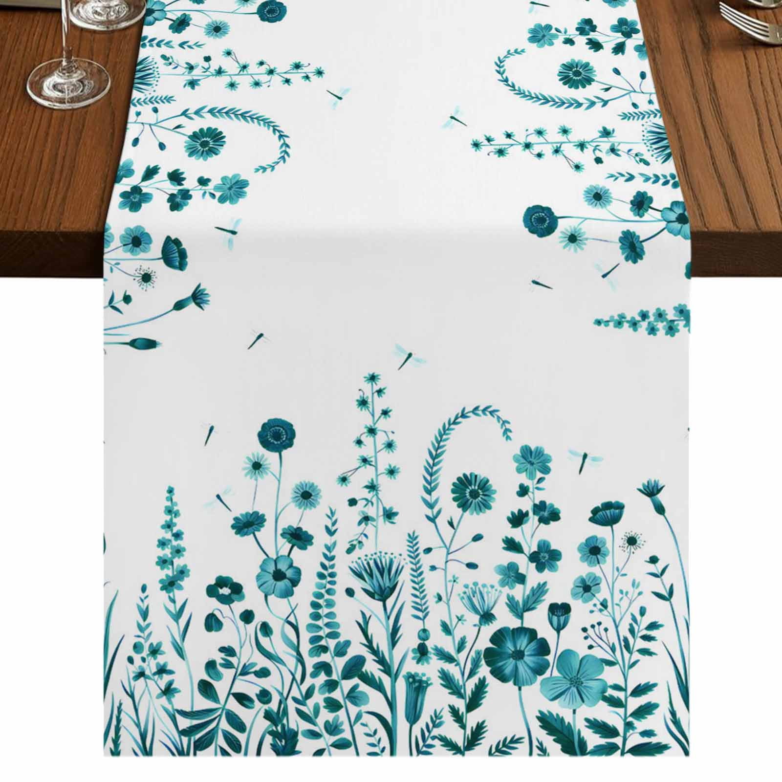Table Runners 60 Inches Long Dress Scarves, Teal Spring Floral ...