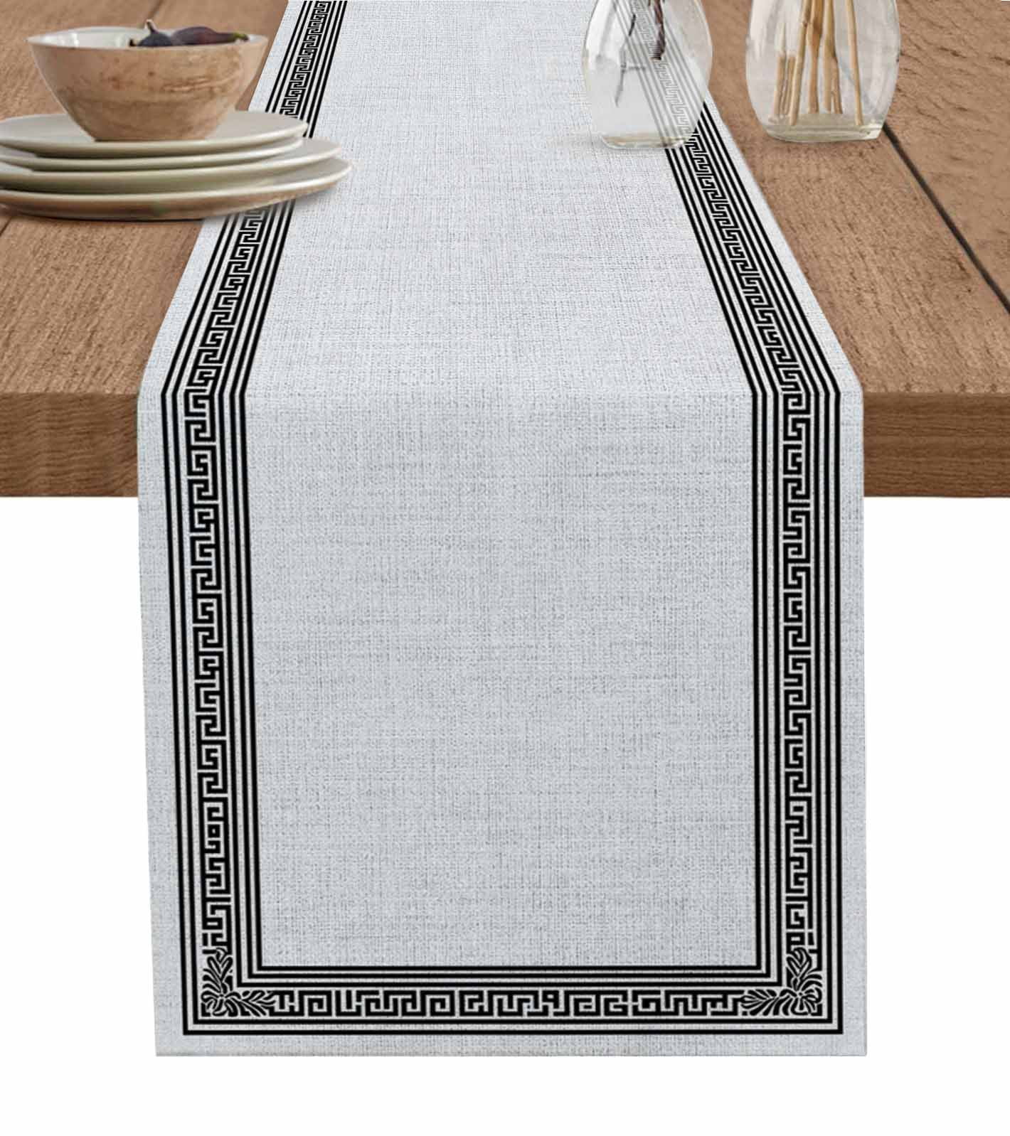 Table Runners 70 Inches Long Dress Scarves, Black Gray Retro Greek Key ...