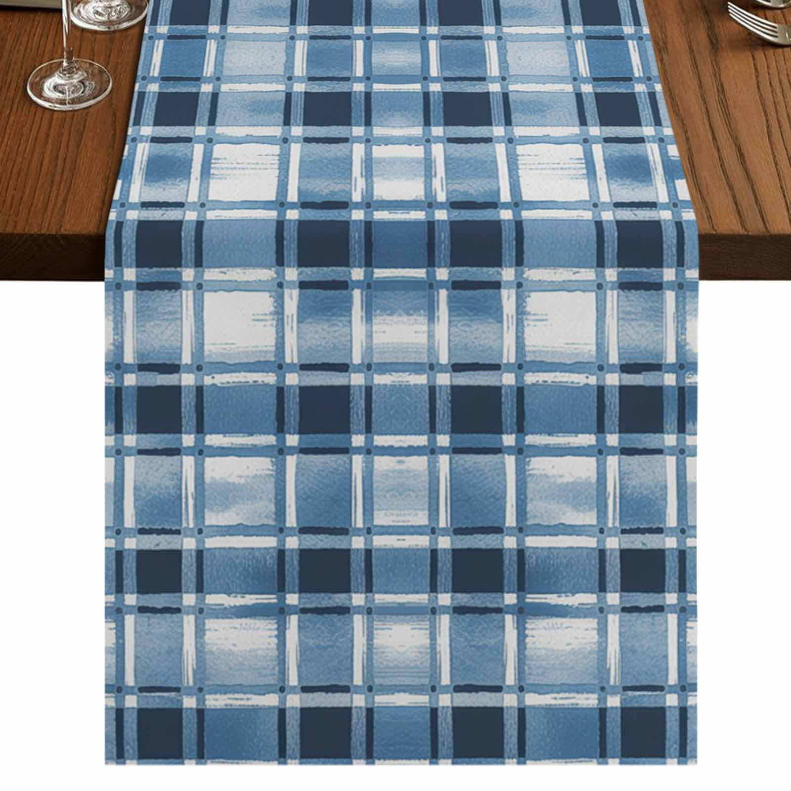 Table Runners 72 Inches Long Dress Scarves, Blue Plaid Farmhouse ...