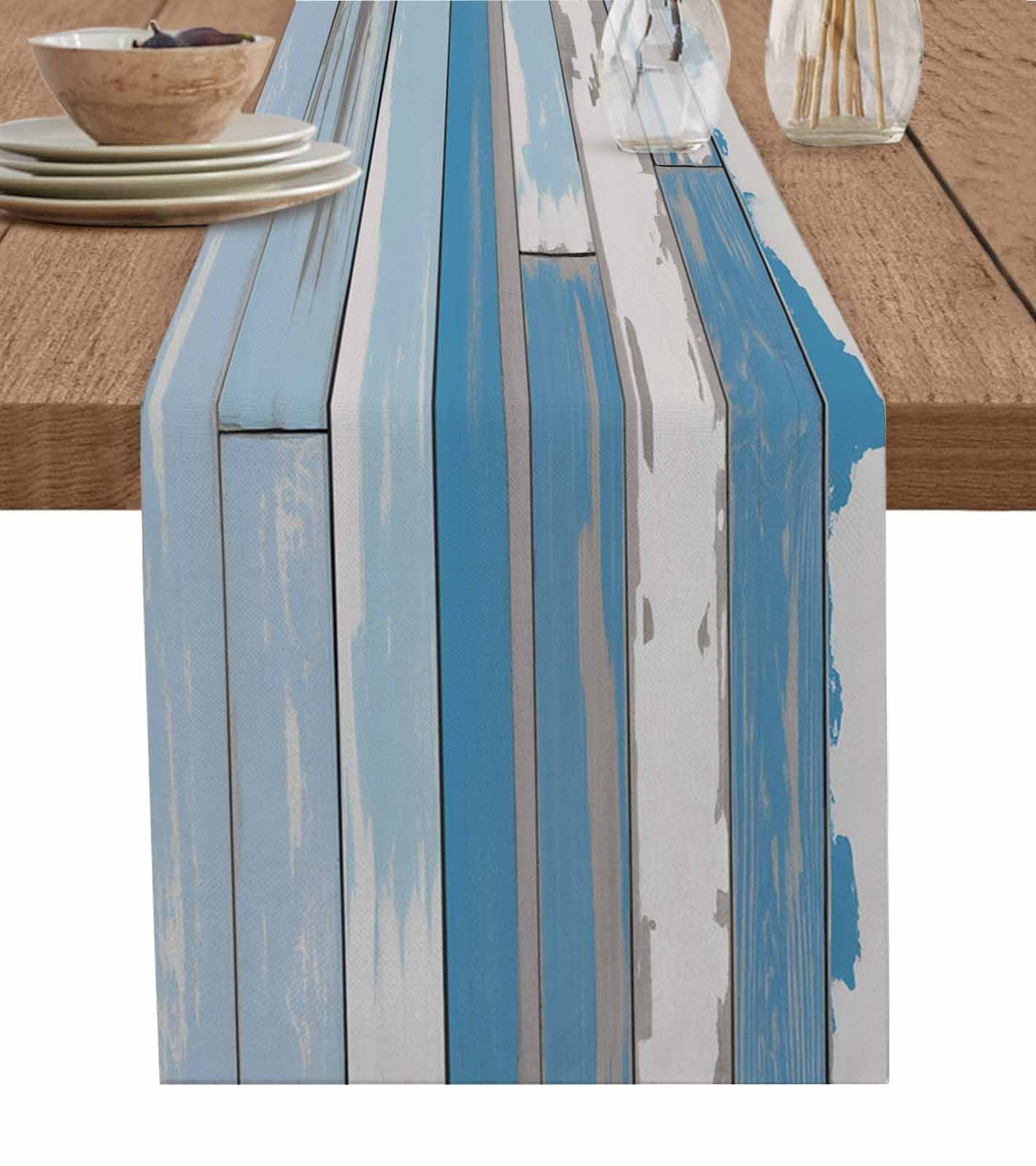 Table Runners 72 Inches Long Dress Scarves, Blue Wood Grain Farmhouse ...