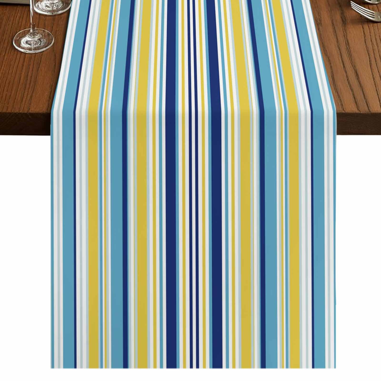 Table Runners 72 Inches Long Dress Scarves, Blue Yellow Striped ...