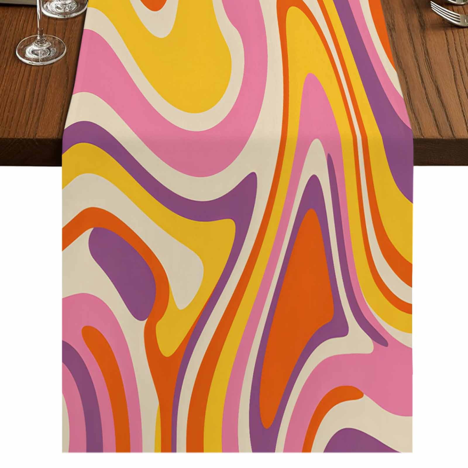 Table Runners 72 Inches Long Dress Scarves, Colorful Marble Farmhouse ...