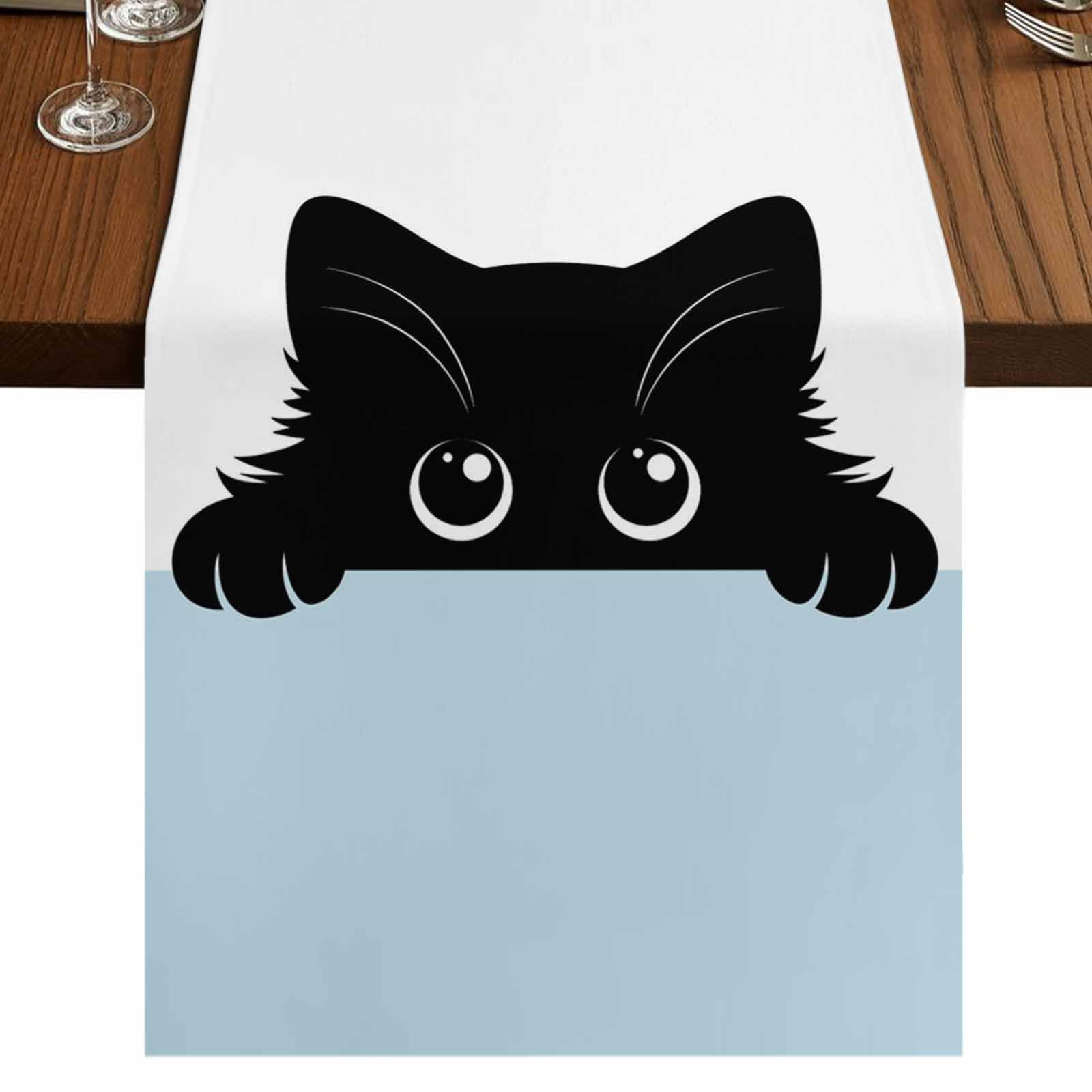 Table Runners 72 Inches Long Dress Scarves, Cute Black Cats Farmhouse ...