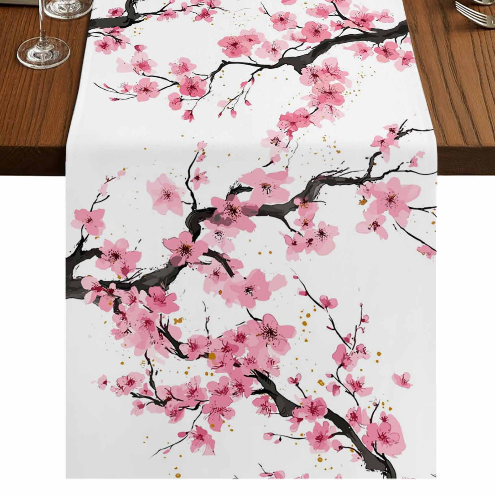 Table Runners 72 Inches Long Dress Scarves, Pink Flowers Farmhouse ...
