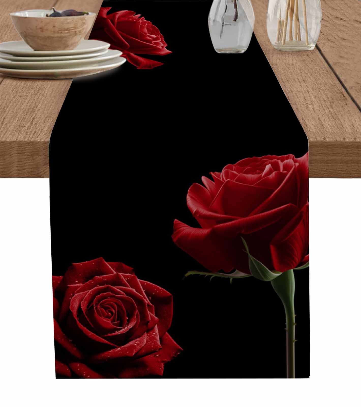 Table Runners 72 Inches Long Dress Scarves, Red Rose Farmhouse Kitchen ...