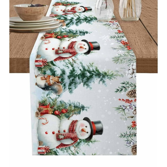 Table Runners 72 Inches Long Dress Scarves, Snowman Christmas Farmhouse ...