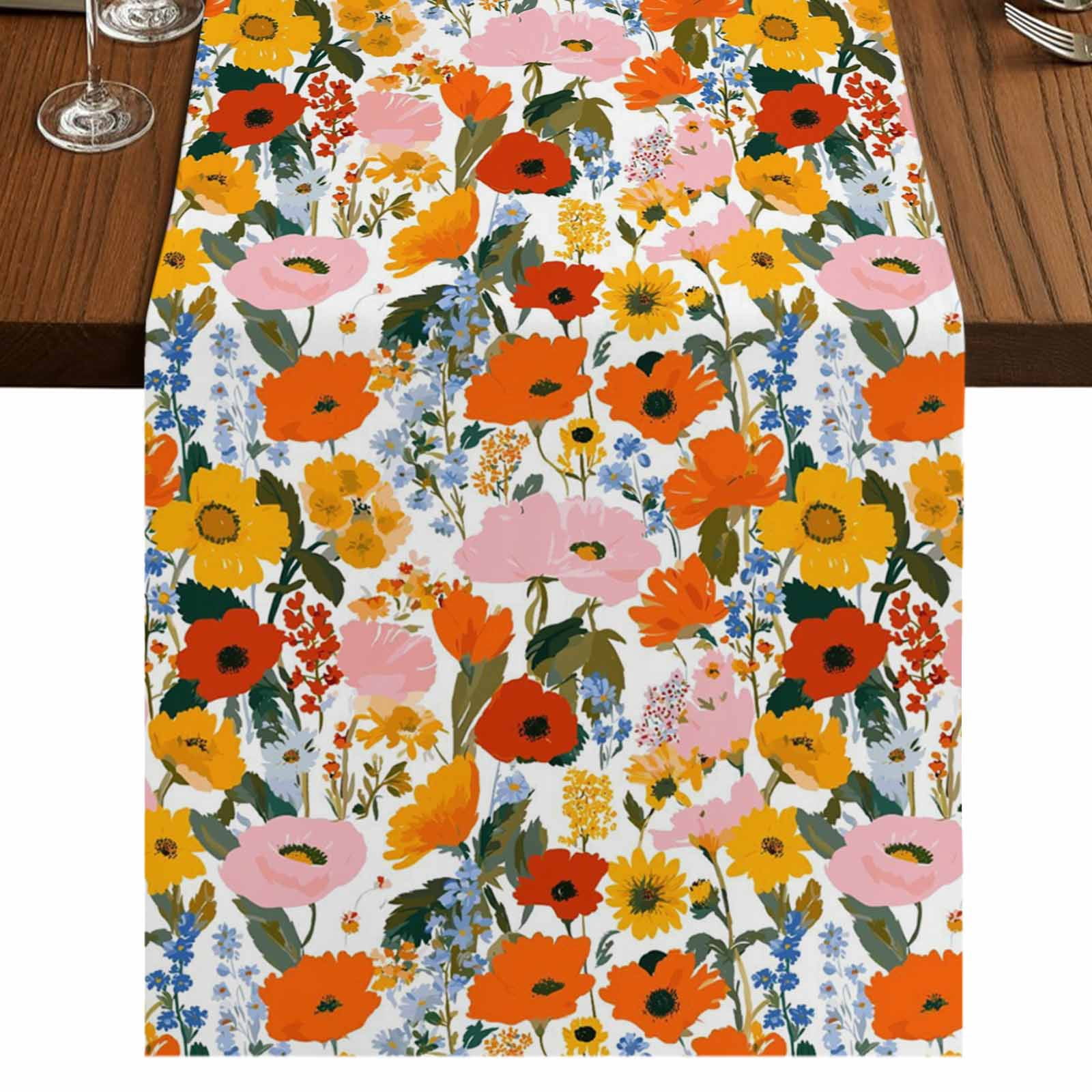 Table Runners 72 Inches Long Dress Scarves, Spring Flowers Farmhouse ...