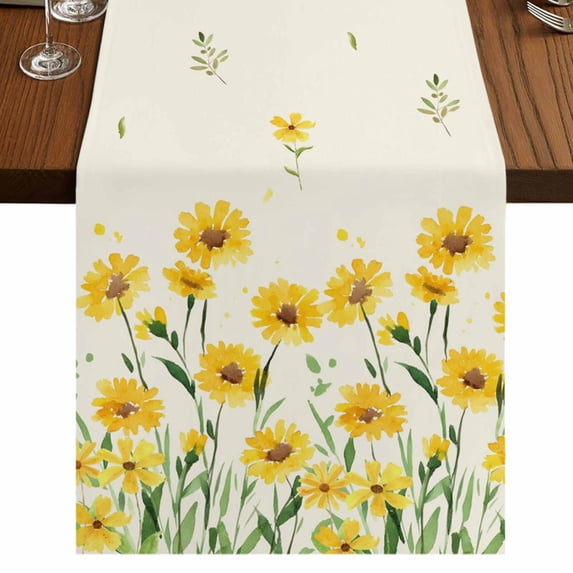 Table Runners 72 Inches Long Dress Scarves, Yellow Spring Floral ...