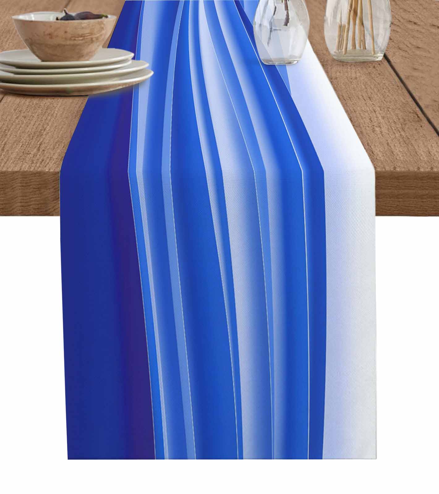 Table Runners 90 Inches Long Dress Scarves, Blue Striped Farmhouse ...