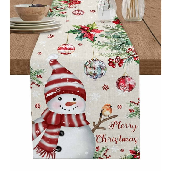 Table Runners 90 Inches Long Dress Scarves, Red Snowman Christmas ...