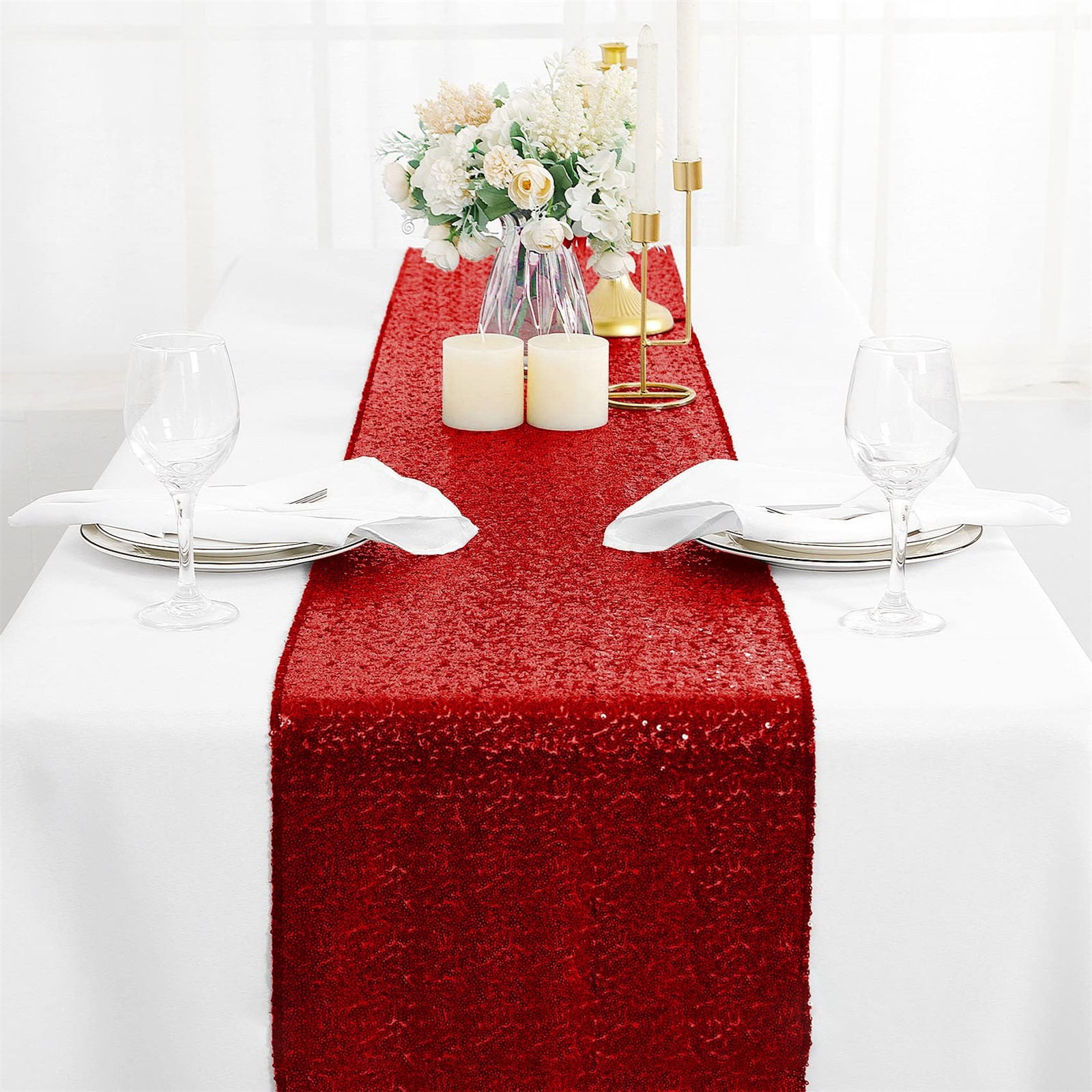 Table Runners Christmas Decorations Sequin Table Runner Glitter Table ...