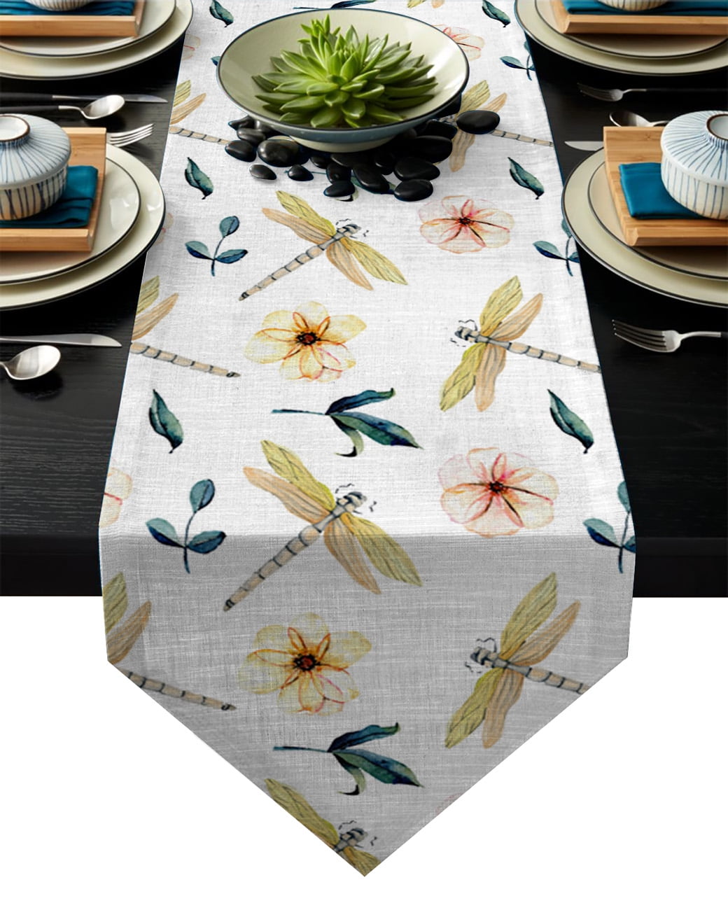 Table Runners Modern Animal Dragonfly Retro Literary Background Table ...