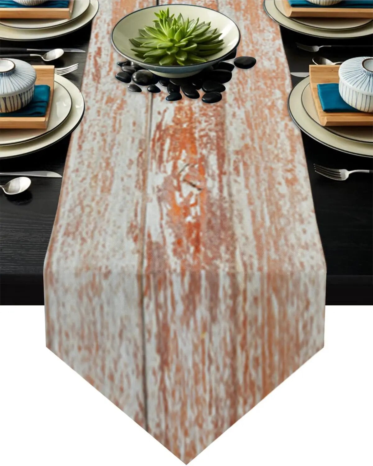 Table Runners Modern Vintage Wood Texture Tablecloths Creative Table ...