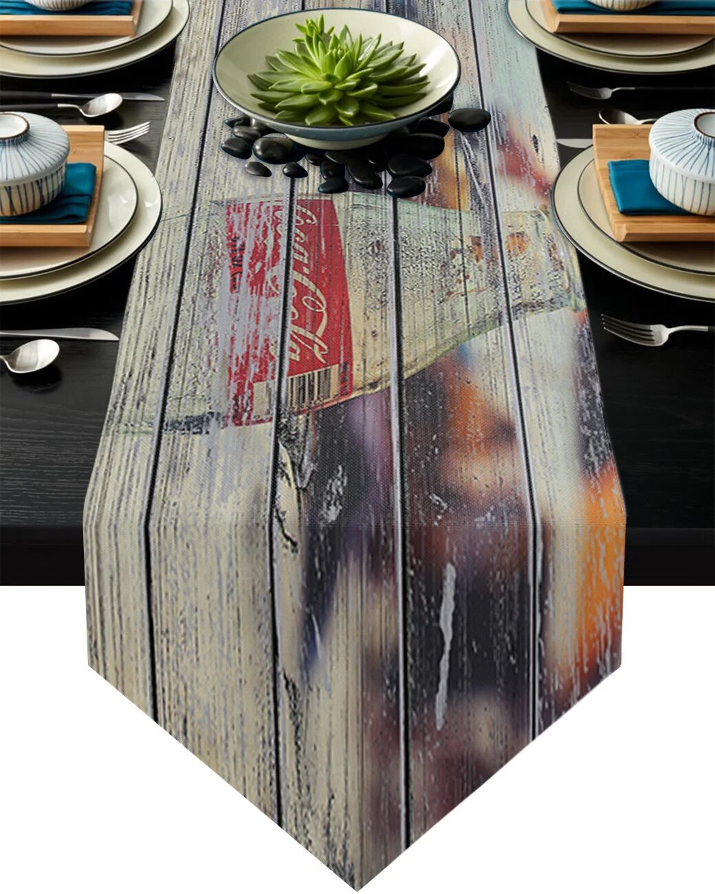 Table Runners Modern Vintage Wood Texture Tablecloths Creative Table ...