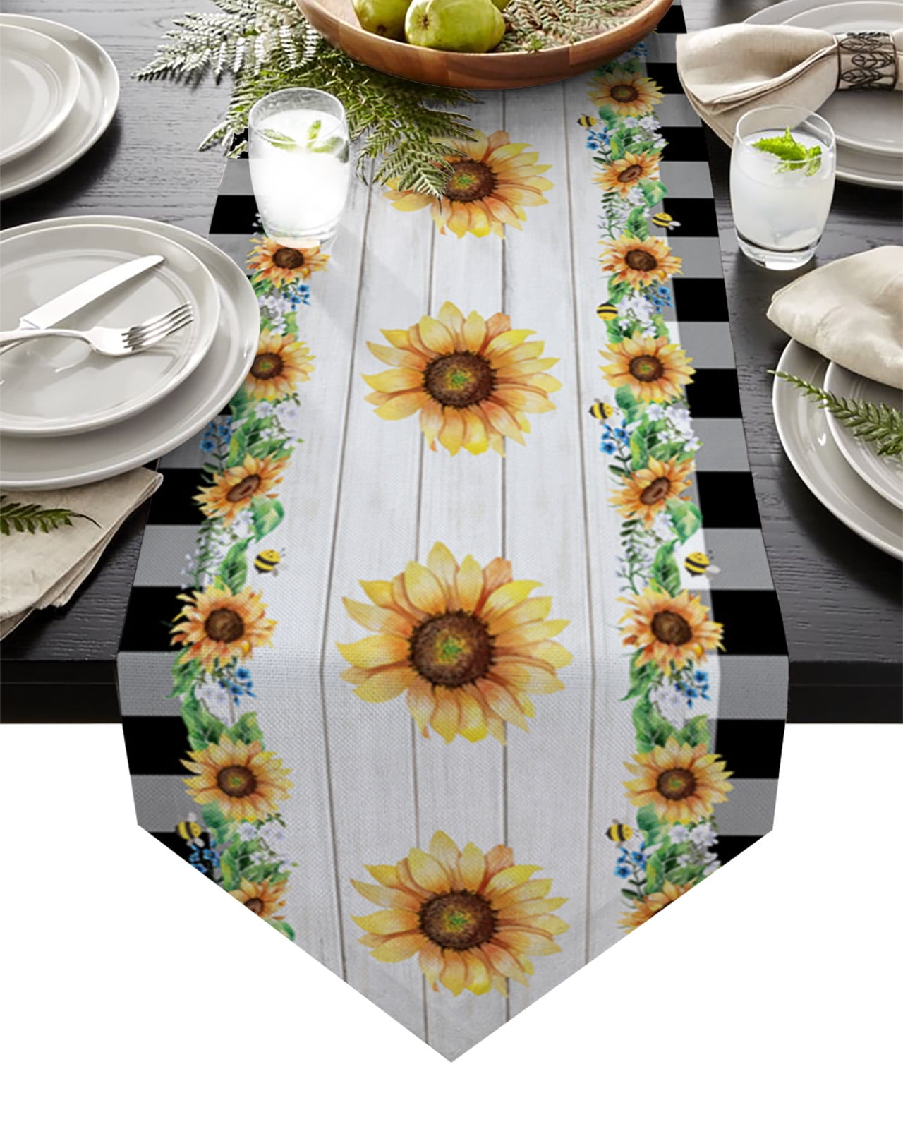 Table Runners You Are My Sunshine Sunflower Bee Butterfly Retro Table ...