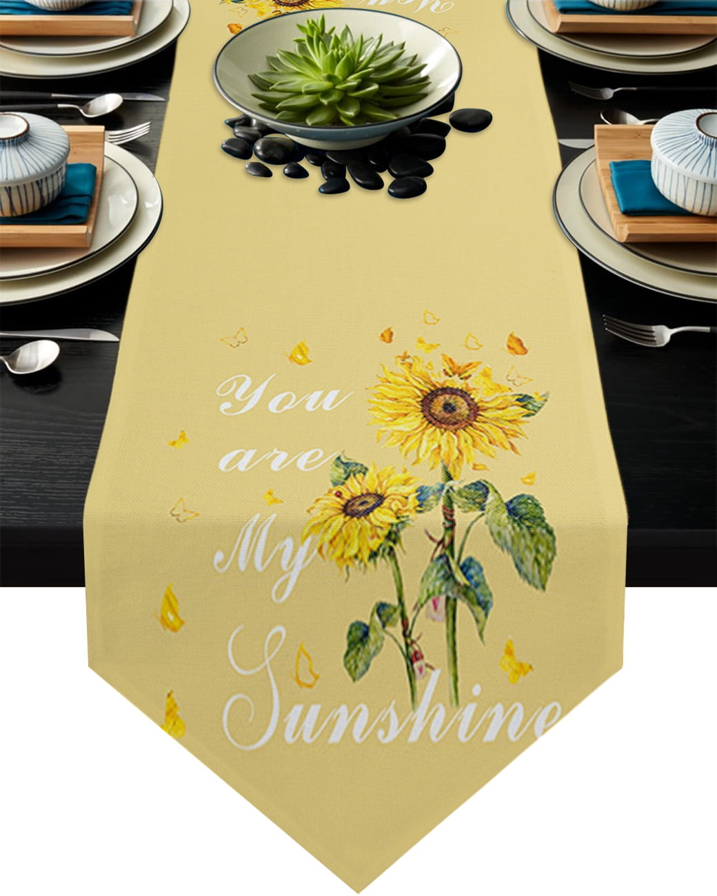 Table Runners You Are My Sunshine Sunflower Bee Butterfly Retro Table ...