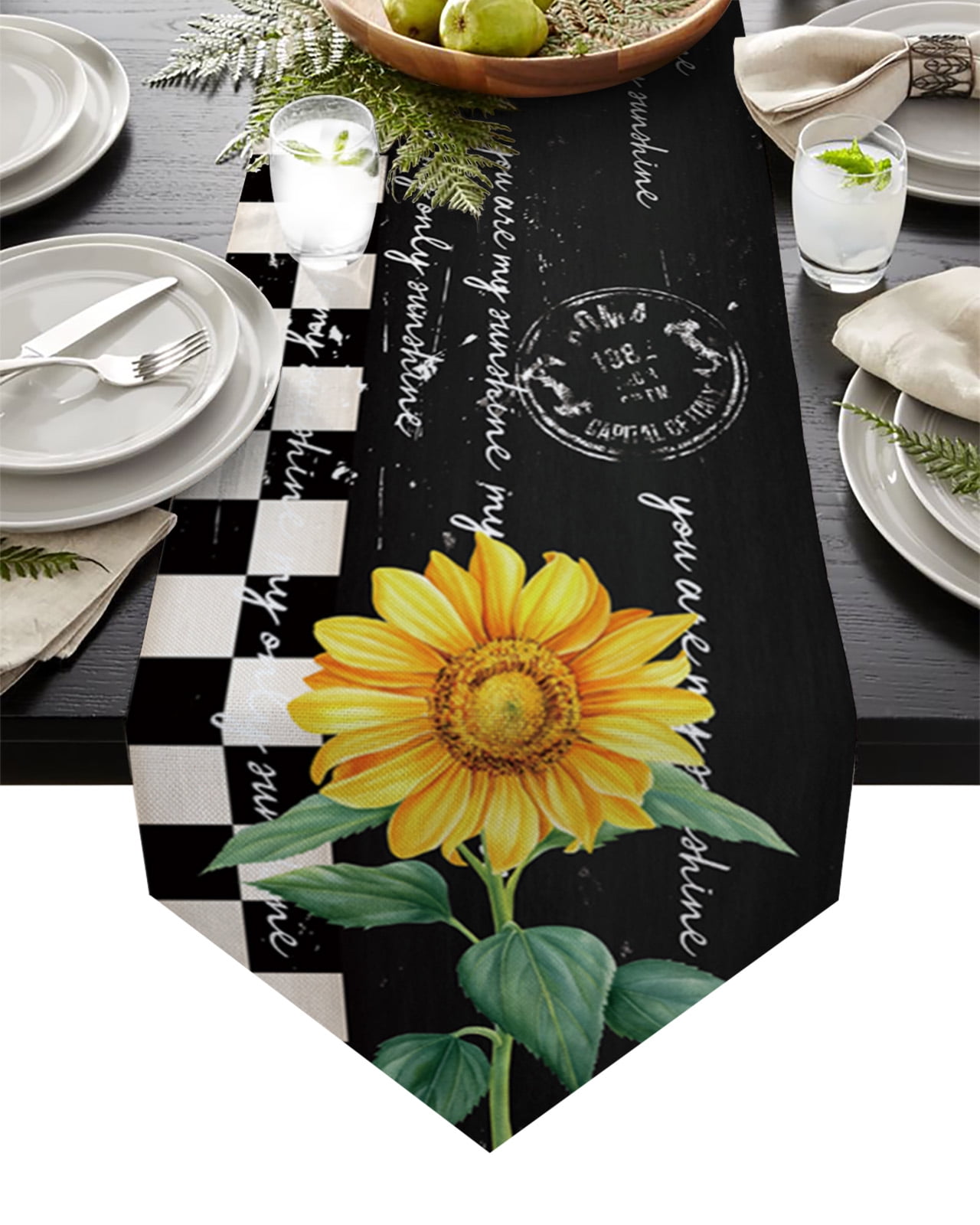 Table Runners You Are My Sunshine Sunflower Bee Butterfly Retro Table ...