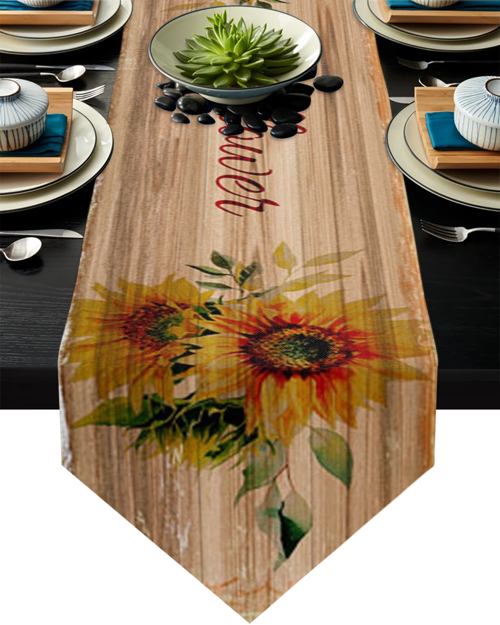 Table Runners You Are My Sunshine Sunflower Bee Butterfly Retro Table ...