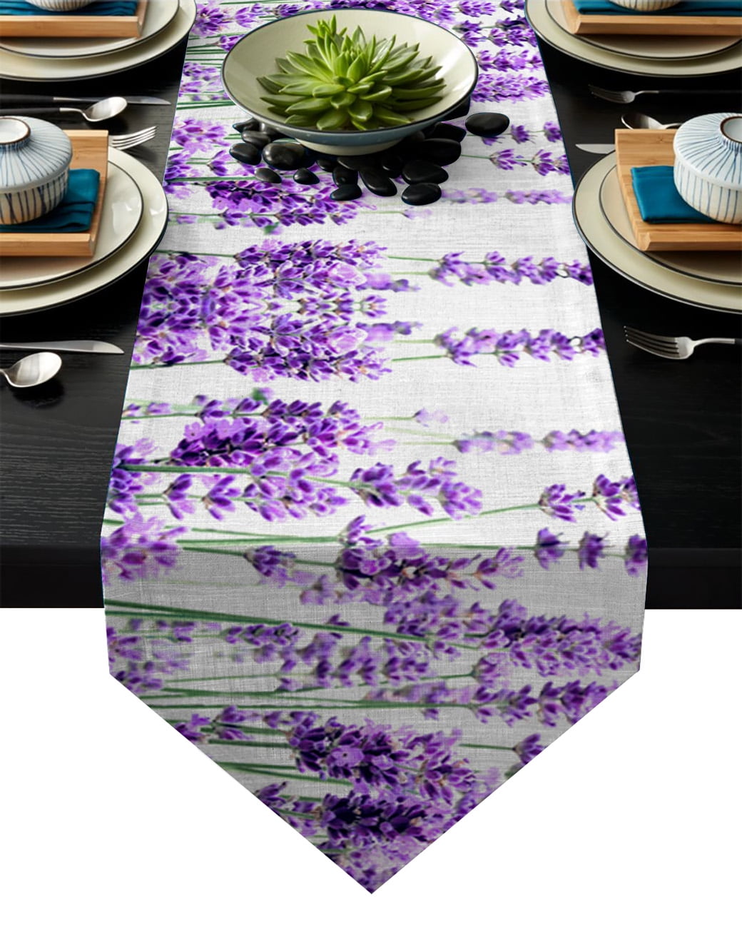 Table Runners for Wedding Plant Lavender Flowers Leaves Table Runner ...