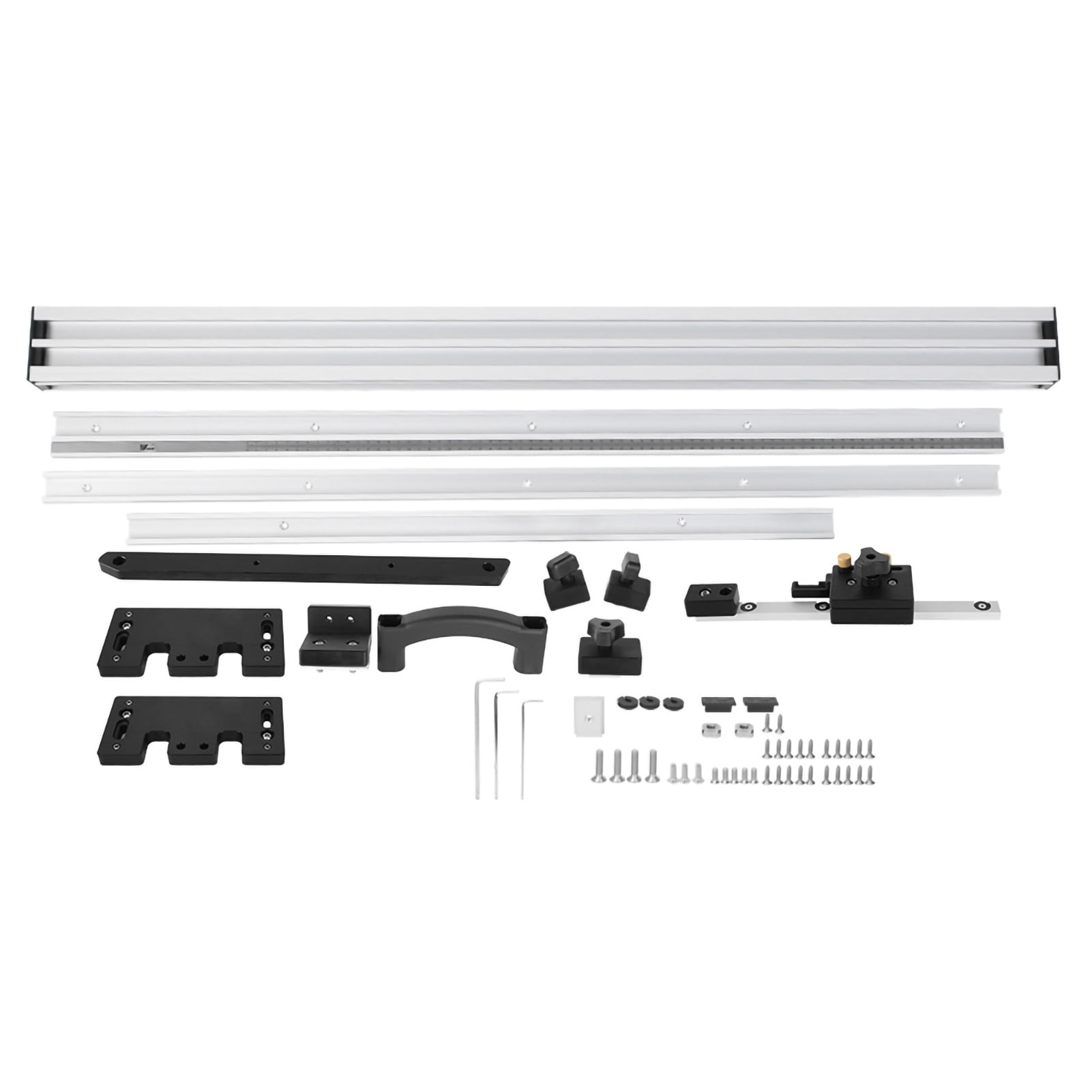 Table Saw Fence Set Black Silver Aluminum Alloy with Fine Adjustment ...
